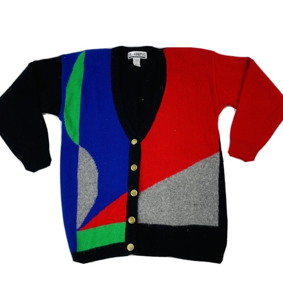 Vintage | Sweaters | Vintage 9s Color Block Lambswool Cardigan Sweater ...